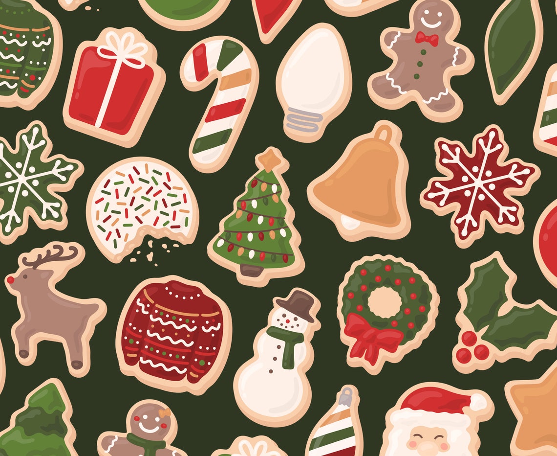 Woodsy Christmas Cookie Clipart Santa Clipart Snowman - Etsy