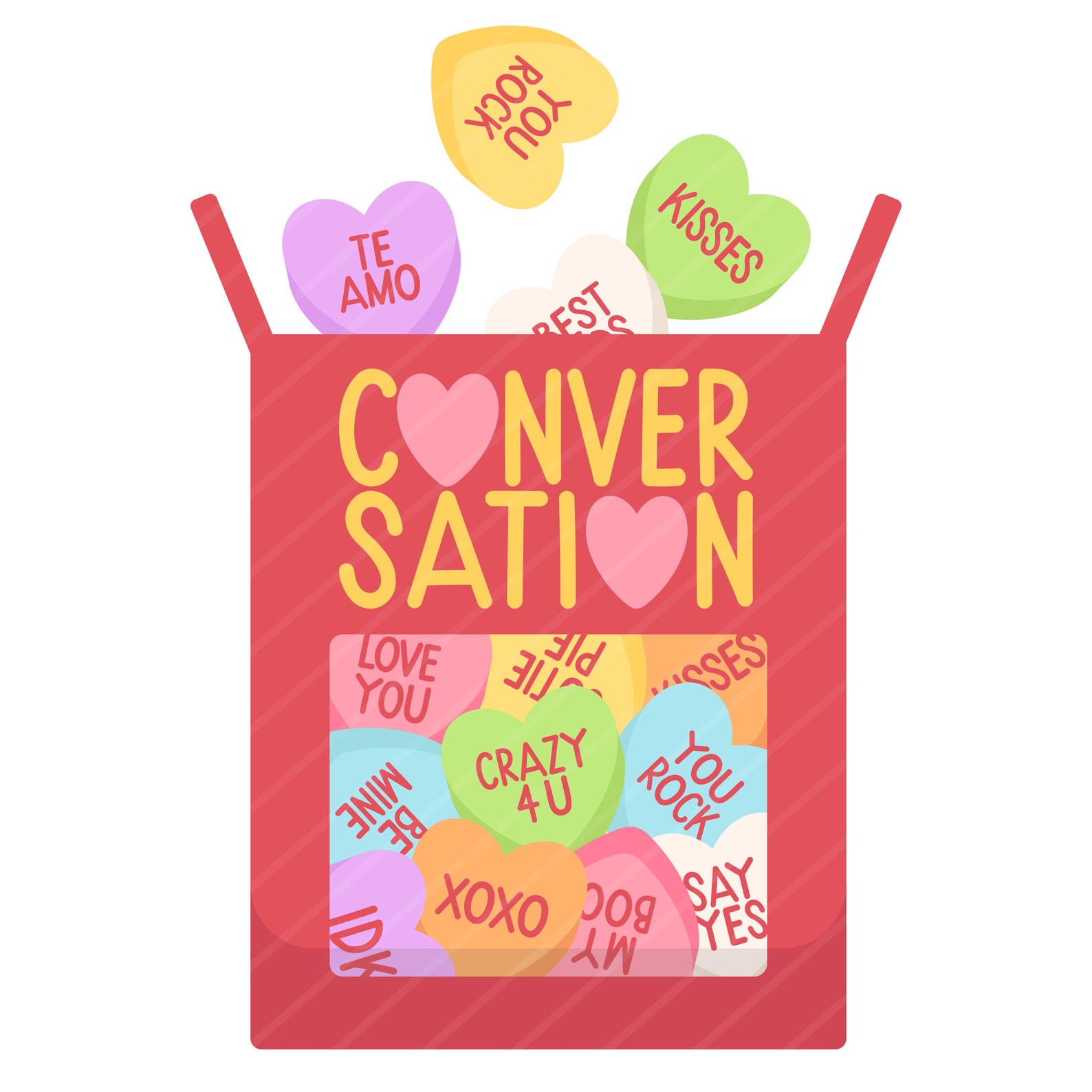 Conversation Heart Clipart – Valentine's Day Candy Graphics (PNG, SVG ...