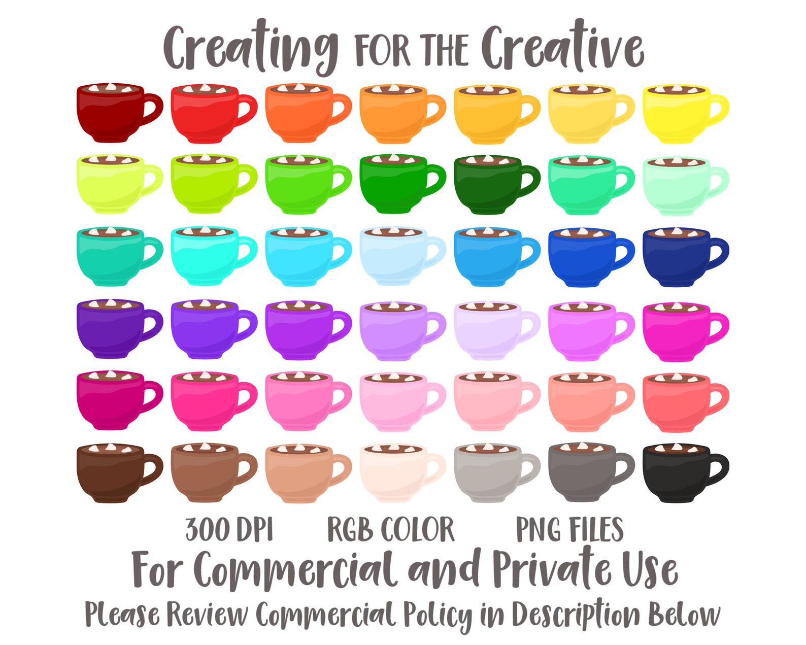 Rainbow Hot Cocoa Clipart Hot Chocolate Cup & Cappuccino Clip - Etsy