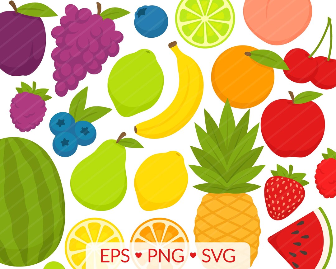 Fruit Clipart Images - Apple Pear Peach Banana Watermelon Pineapple ...