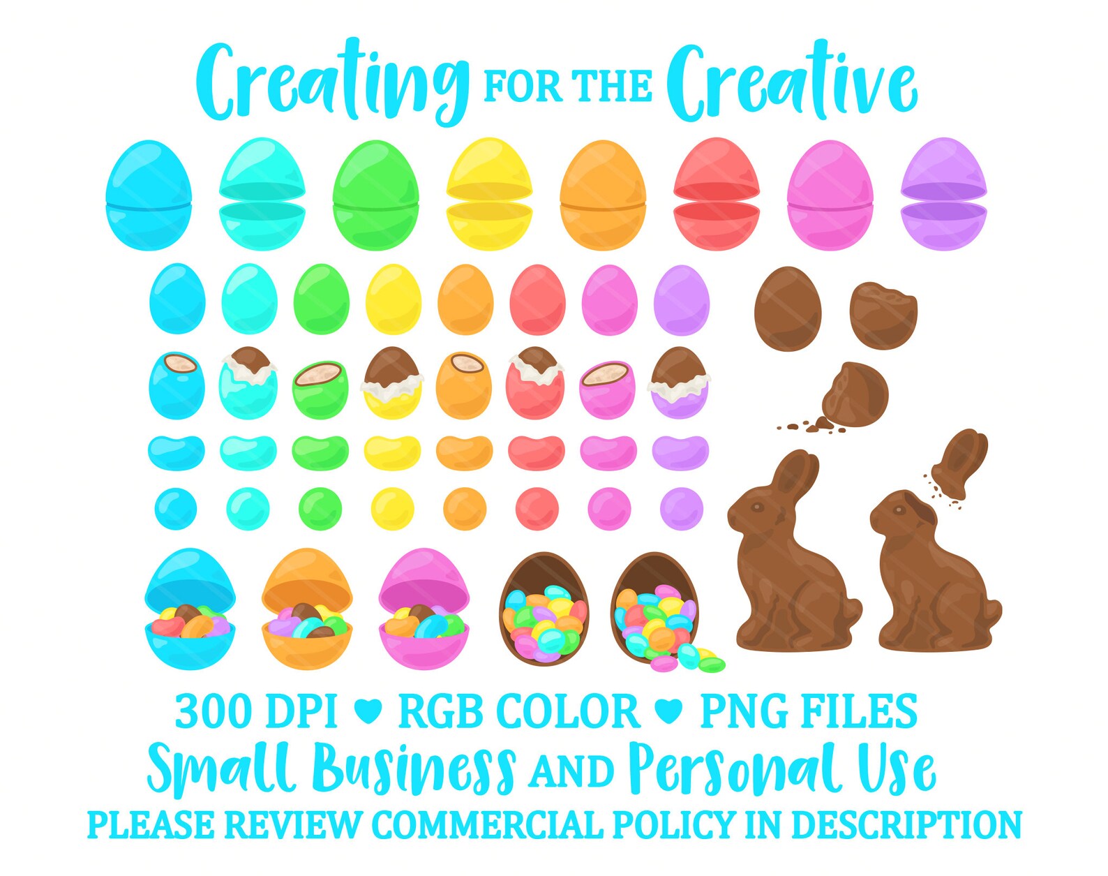 Bright Easter Candy Clipart Easter Bunny Clipart Chocolate | Etsy