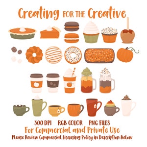 Autumn Desserts and Drinks Clipart, Fall Clipart, Pumpkin Spice Clipart ...