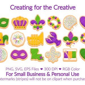 Mardi Gras Cookie Clipart - SVG, PNG, EPS Images - Carnival New Orleans ...