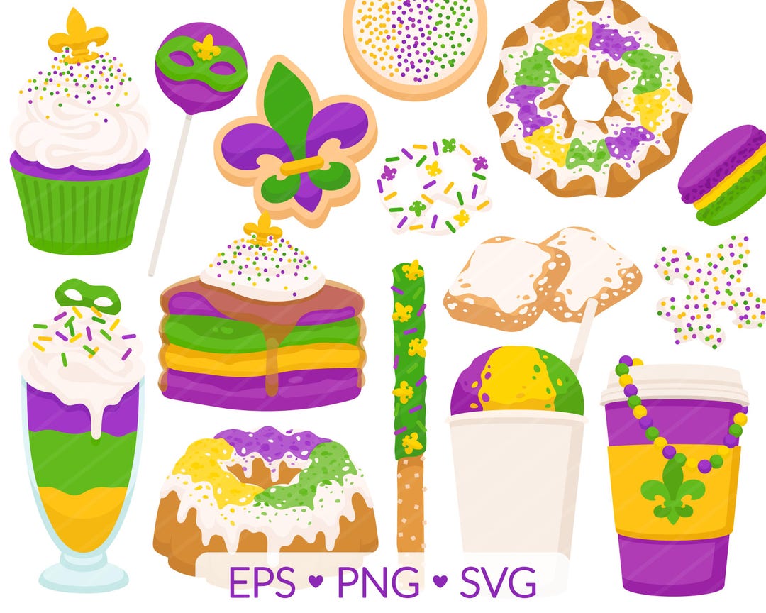 Mardi Gras Treat Clipart - SVG, PNG, EPS Images - Carnival Fat Tuesday ...