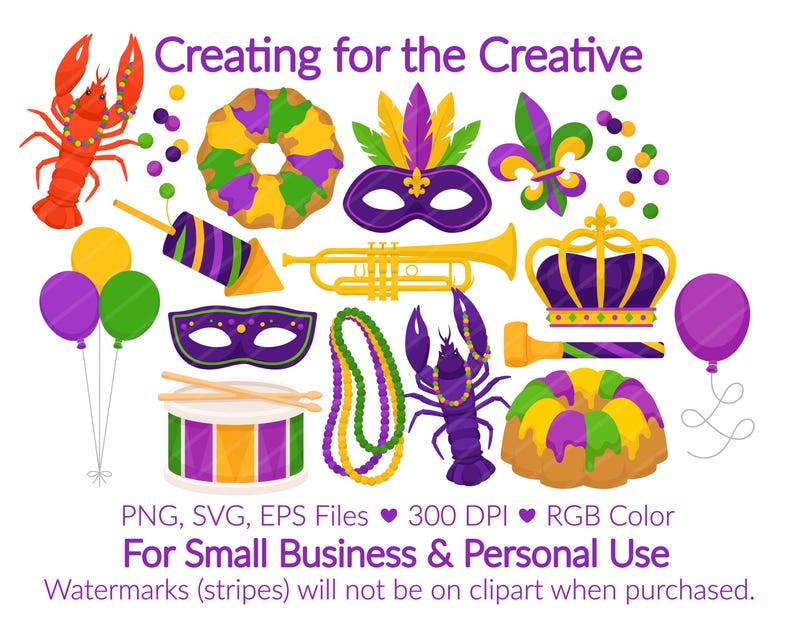 Mardi Gras Clipart – Carnival Creole, Fat Tuesday Illustrations (SVG ...