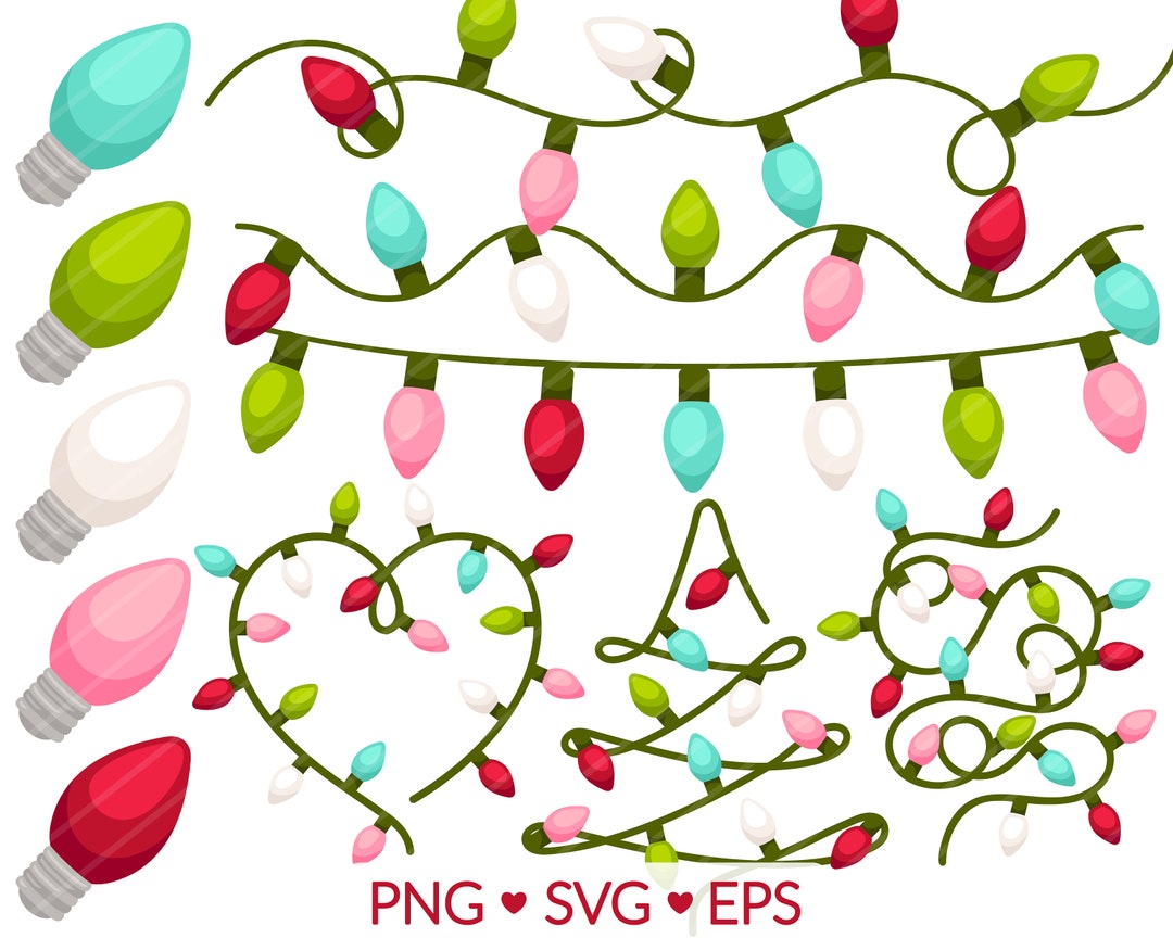 Christmas Light Clipart SVG, PNG, EPS Images Merry Christmas Tree ...