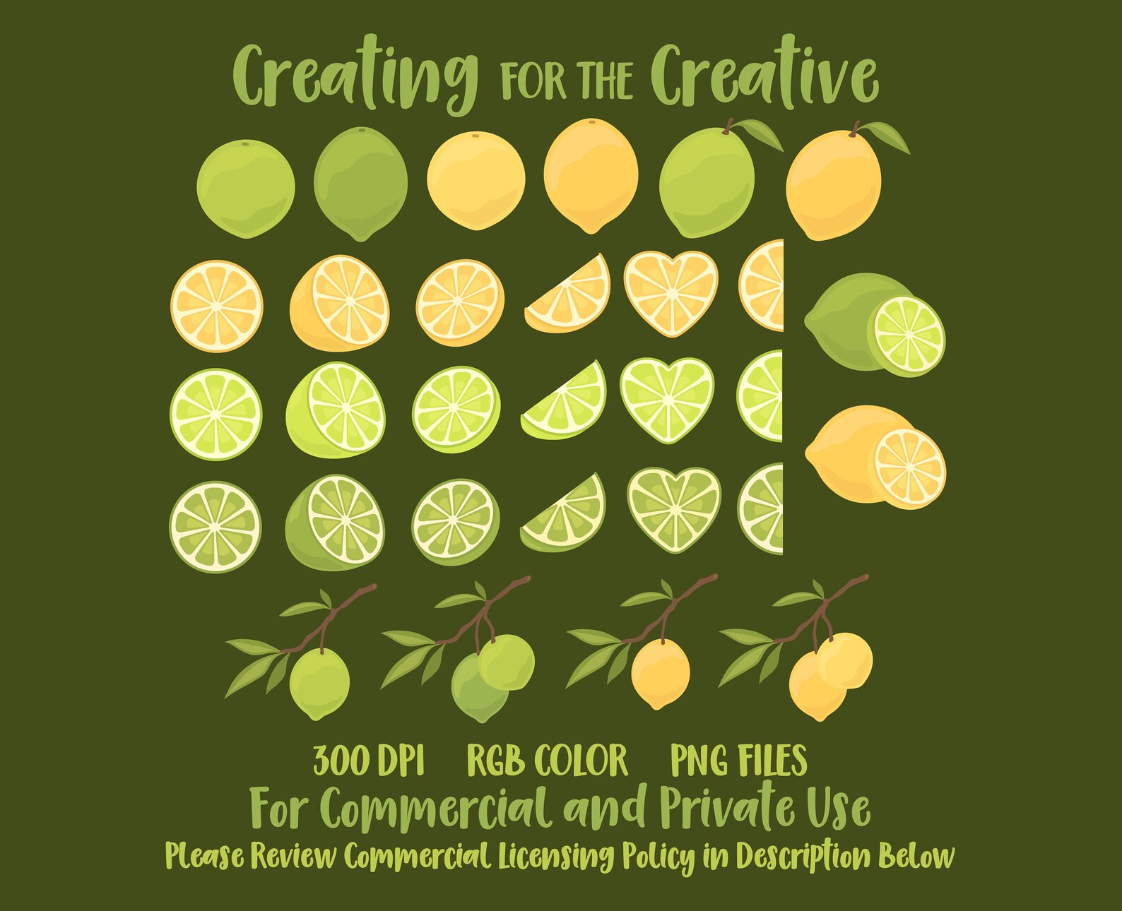 Lemon & Lime Clipart, Citrus Clipart, Lemon Clipart, Lime Clipart ...