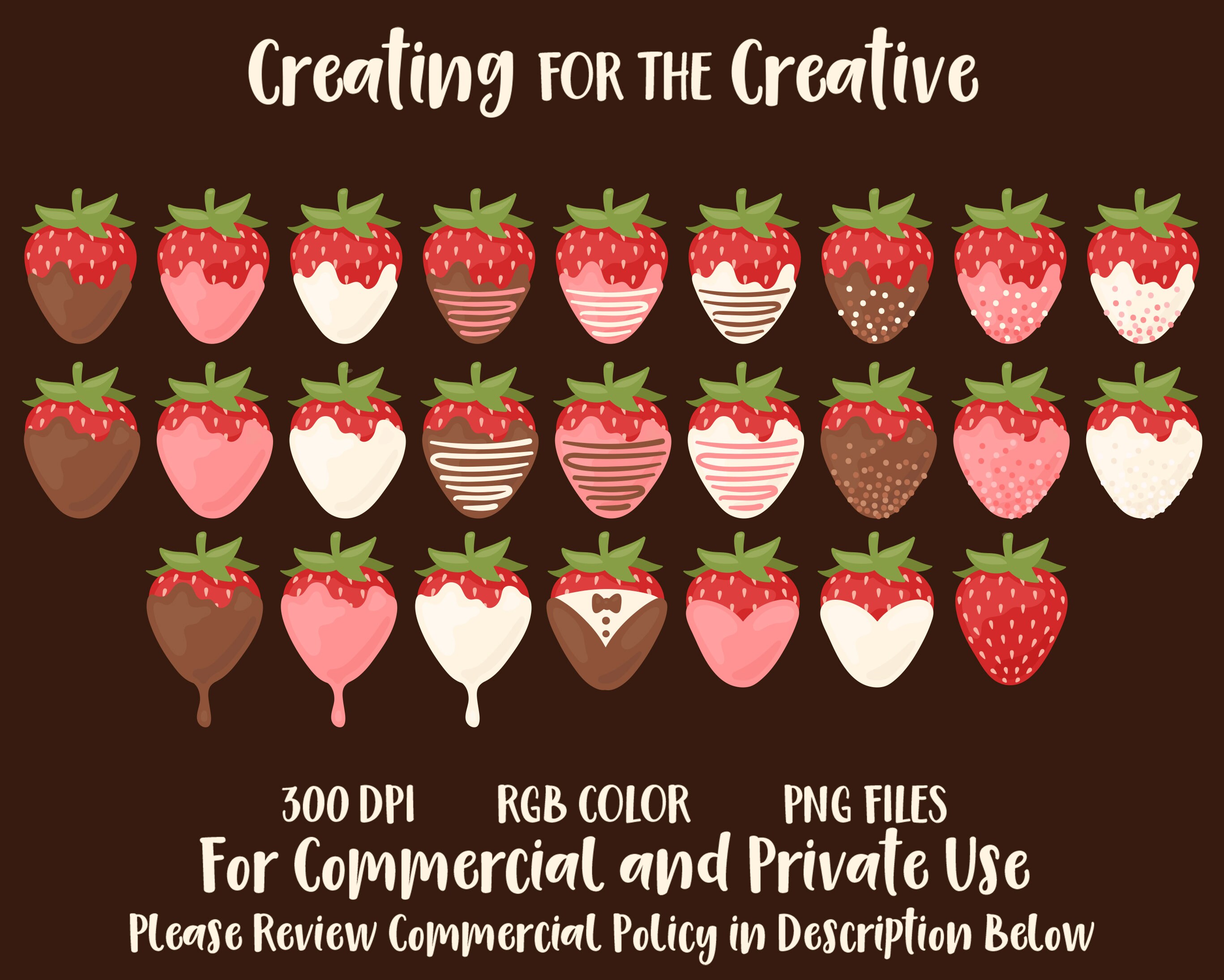 Chocolate Covered Strawberry Clipart Valentine Wedding - Etsy