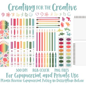 Flower Art Supplies Clipart - Crayon Marker Paint Children Clip Art ...