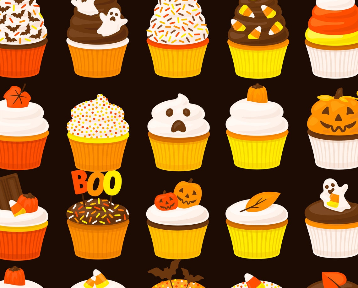 Candy Corn Cupcake Clipart Autumn Halloween Clip Art Fall - Etsy