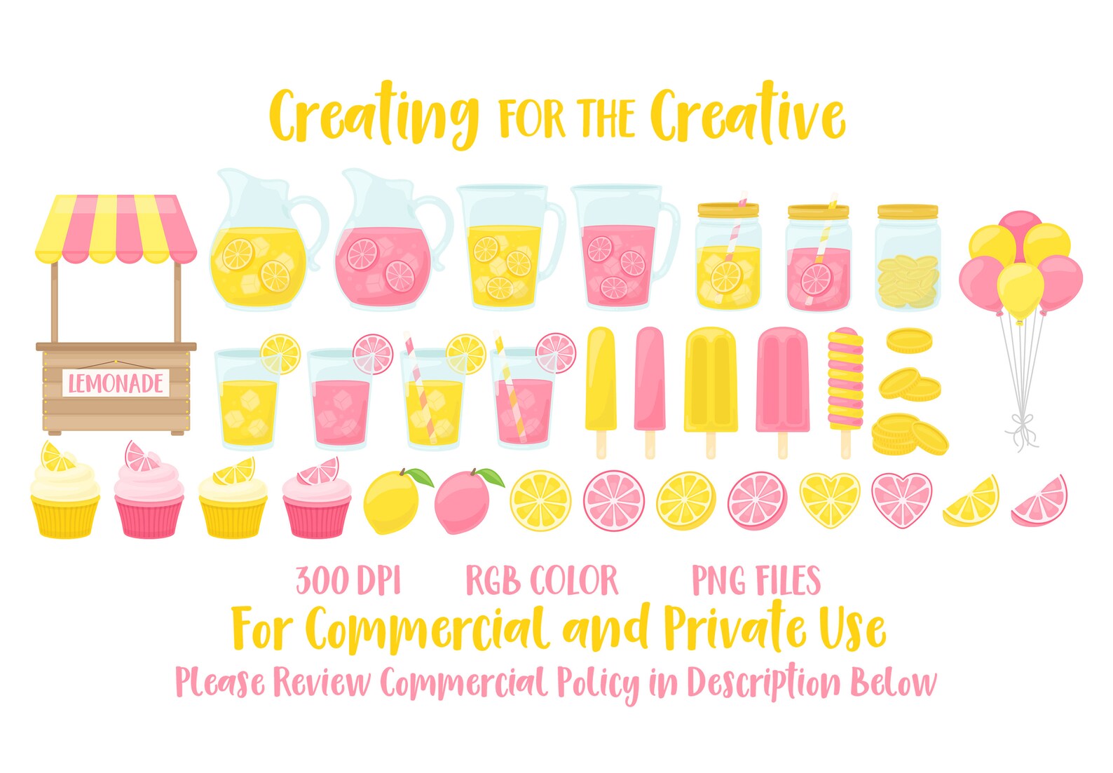 Pink Lemonade Stand Clipart Lemon Clip Art Spring Clipart - Etsy