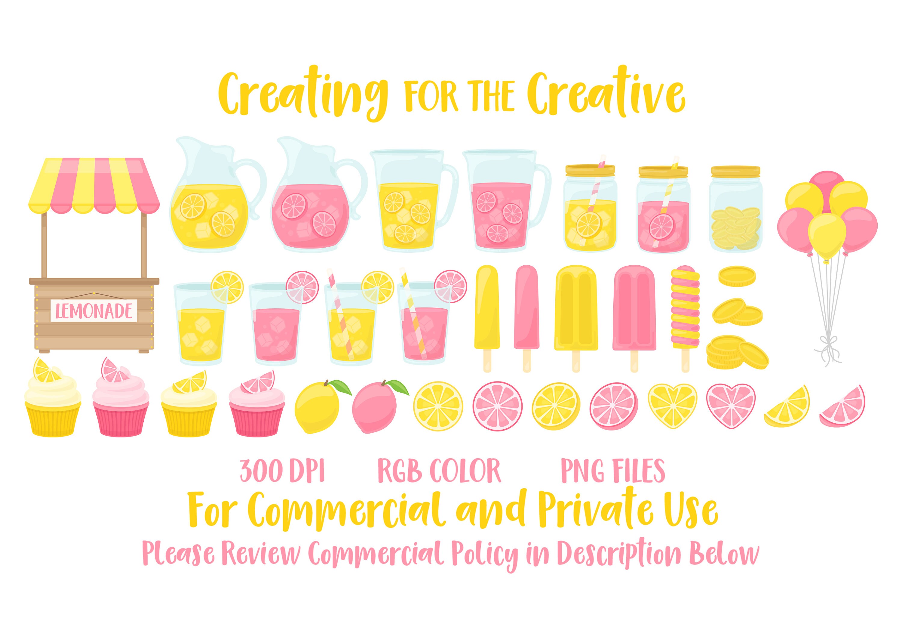 Pink Lemonade Stand Clipart, Lemon Clip Art, Spring Clipart, Summer ...
