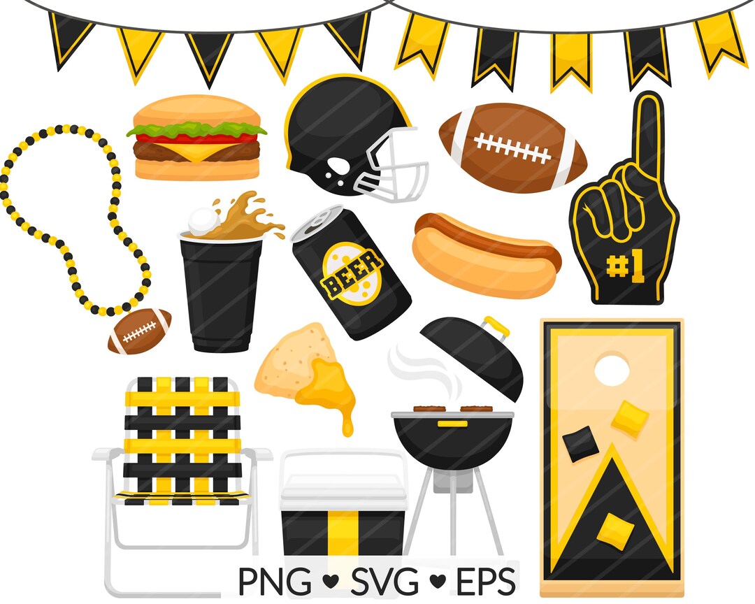 Buy Black & Yellow Tailgate Clipart SVG, PNG, EPS Images Football Sport ...
