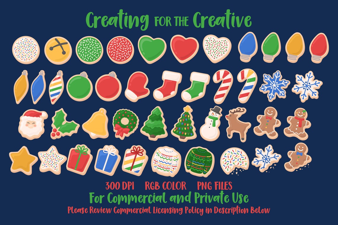 Colorful Christmas Cookie Clipart, Santa Clipart, Snowman Clipart, Ugly ...