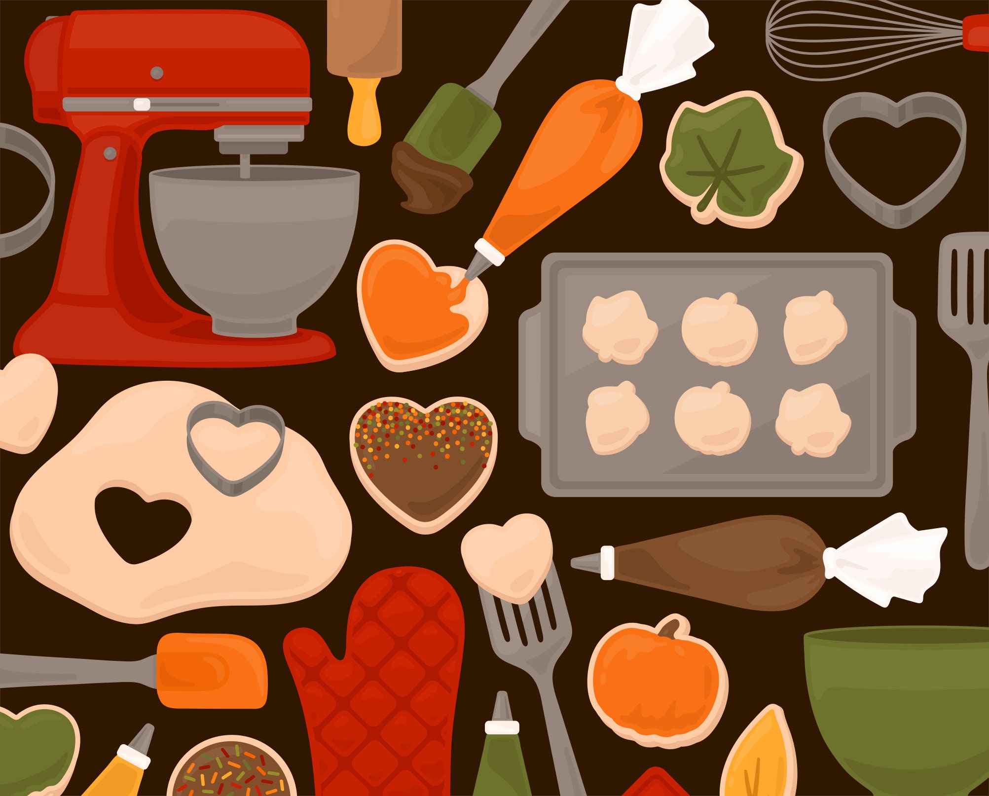 Autumn Cookie Baking Clipart Mixer Frosting Icing Spatula | Etsy