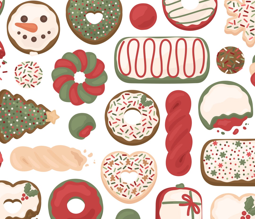 Christmas Donut Clipart, Holiday Clipart, Pastry Clipart, Dessert ...