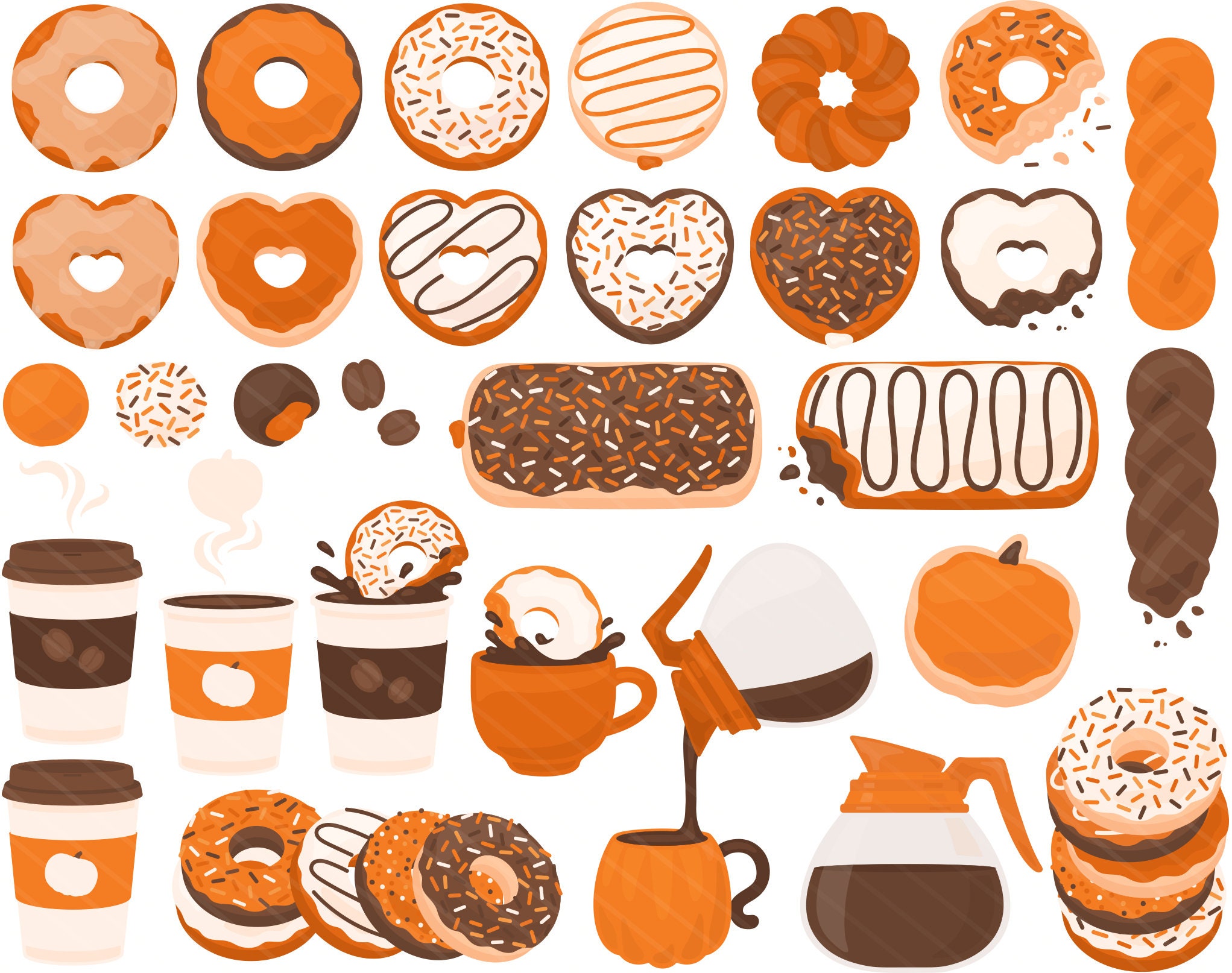 Pumpkin Spice Coffee Donut PNG Clipart Autumn Fall Doughnut - Etsy