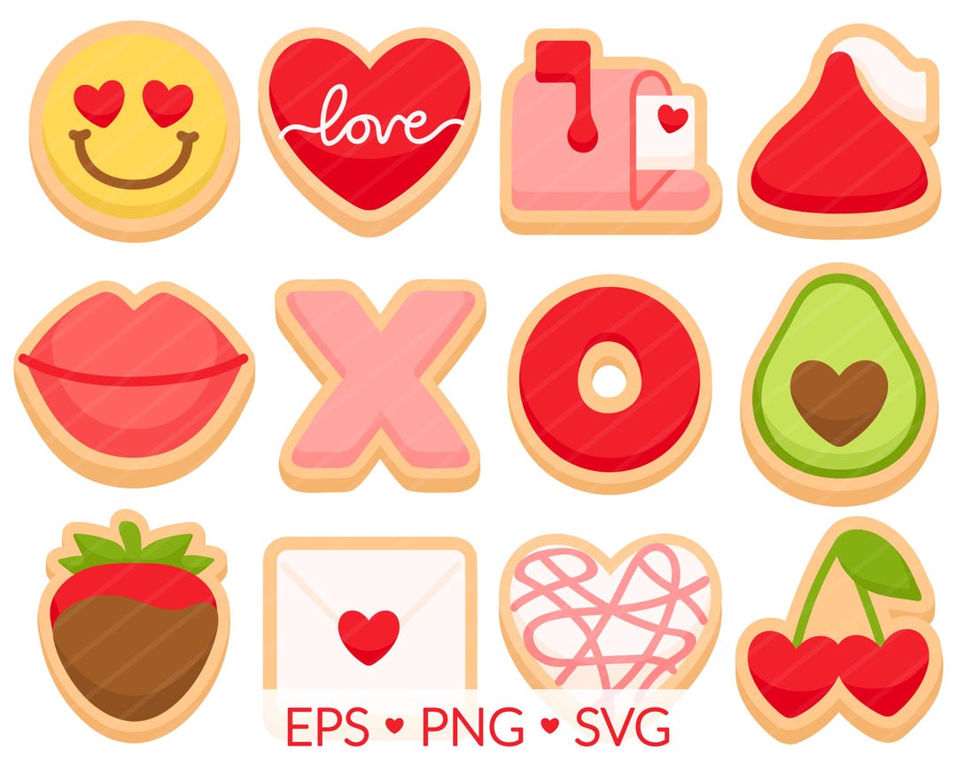 Valentine Cookie Clipart - SVG, PNG, EPS Images - Valentine's Day ...