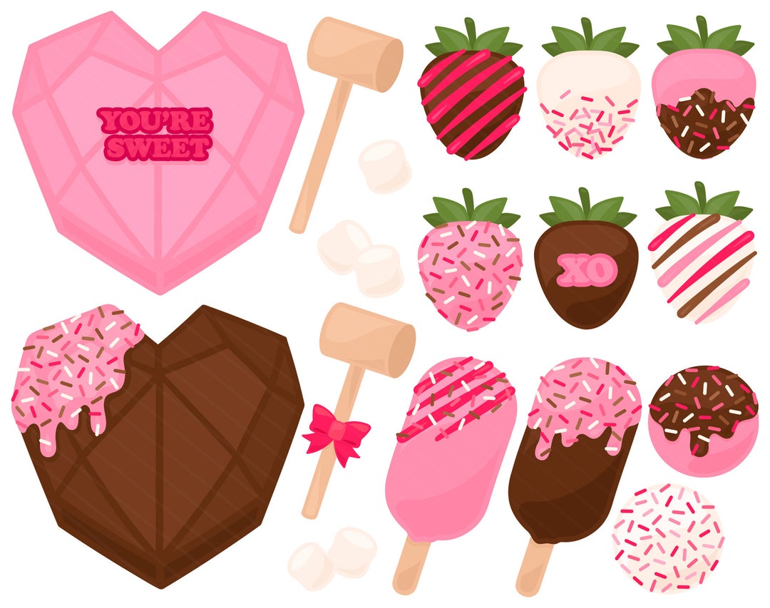 Chocolate Breakable Heart PNG Clipart Sprinkle Strawberry Valentine ...