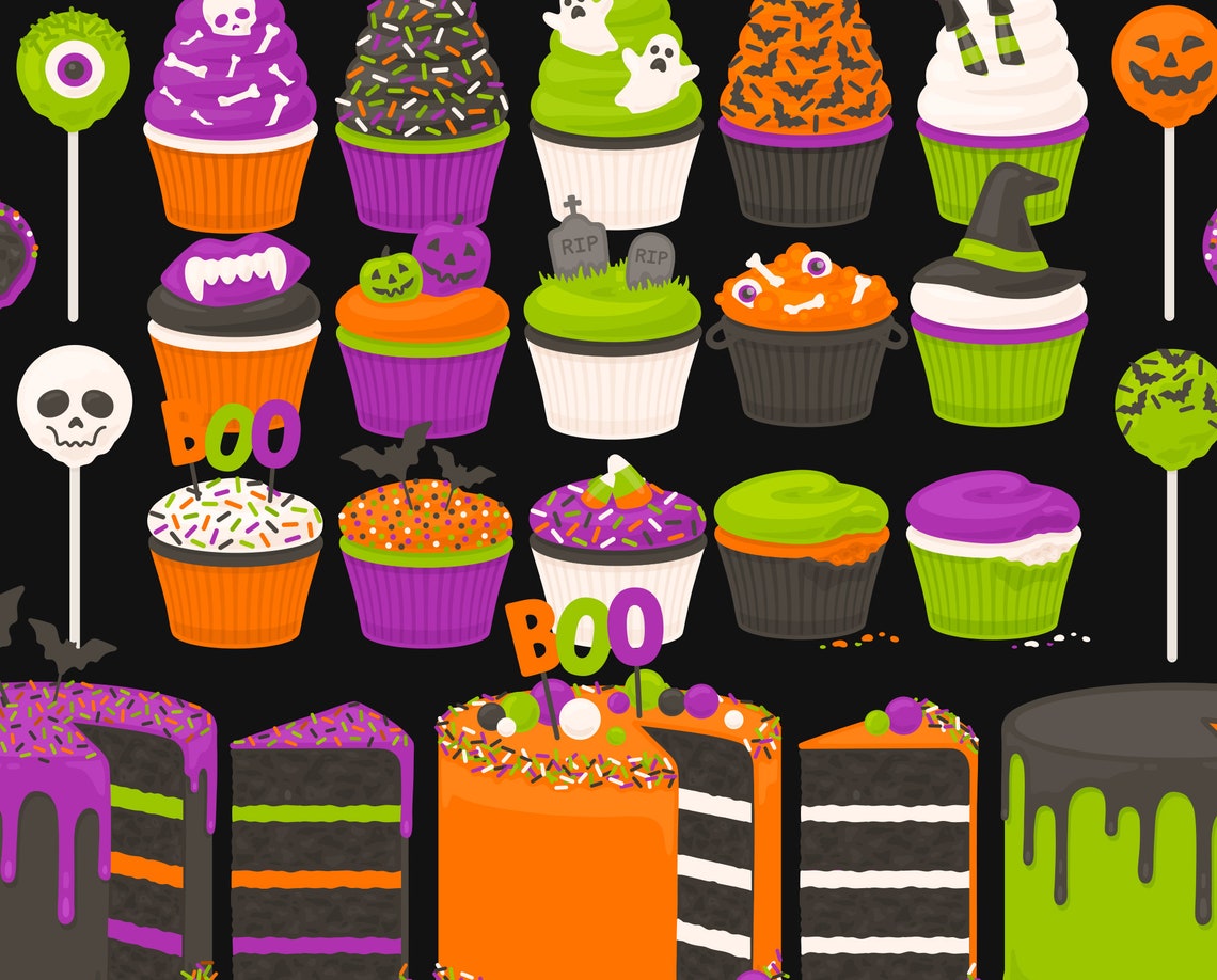 Halloween Cake Clipart Spooky Haunted Cupcake Clip Art Ghost - Etsy