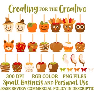 Autumn Caramel Apple Clipart – Thanksgiving & Halloween PNG (commercial ...