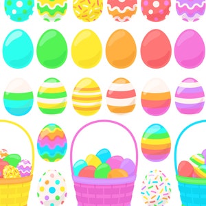 Rainbow Easter Egg Clipart, Easter Basket Clipart, Spring Clipart ...