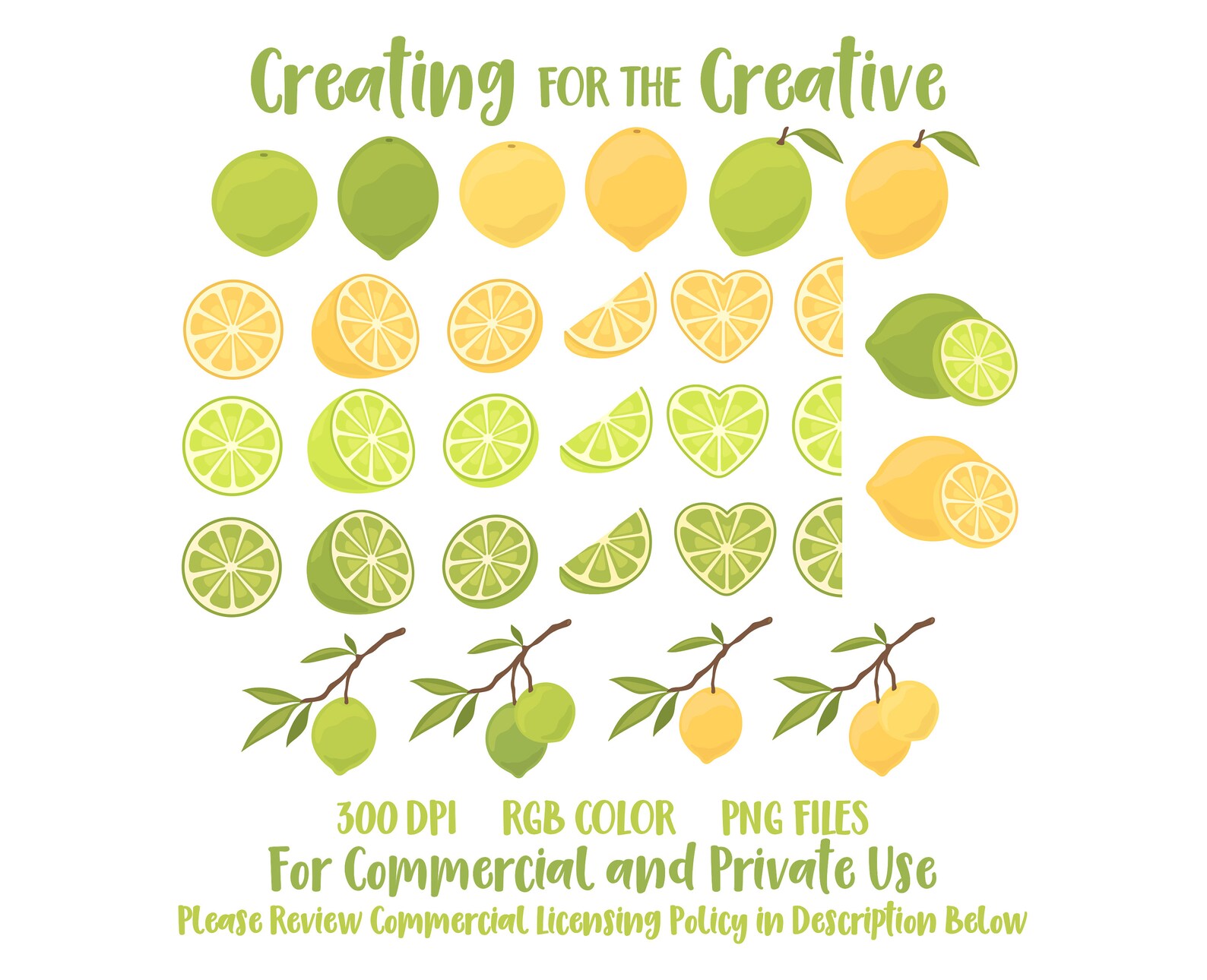Lemon & Lime Clipart, Citrus Clipart, Lemon Clipart, Lime Clipart ...