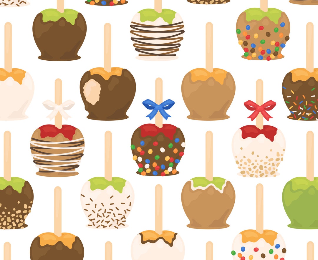 Autumn Caramel Apple Clipart - Candy Apple Dessert Fruit Treat Fall ...