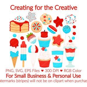 Fourth of July Treat Clipart – Patriotic Dessert PNG, SVG, EPS - Etsy