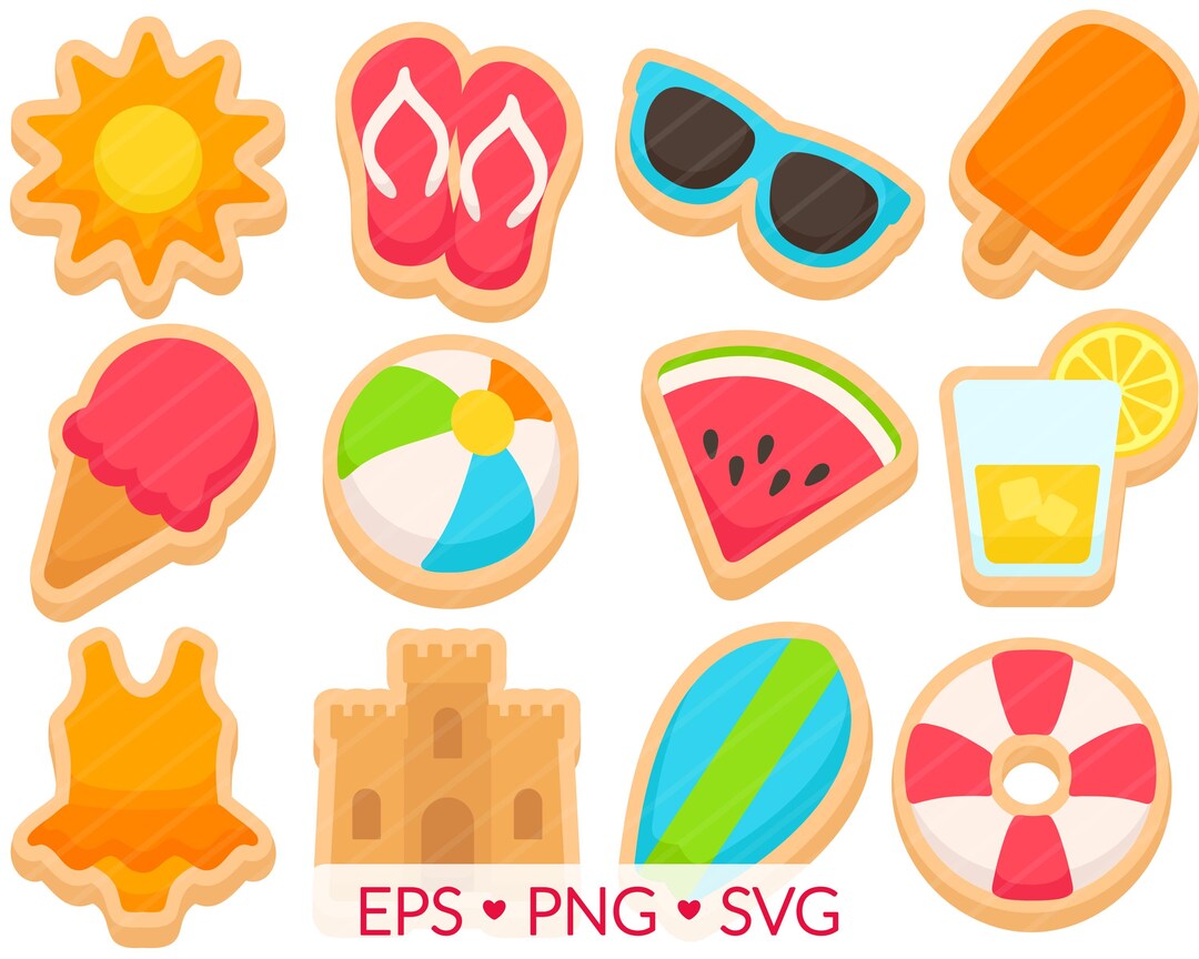 Summer Cookie Clipart Pack - SVG PNG Images - Summer Bakery Baking ...