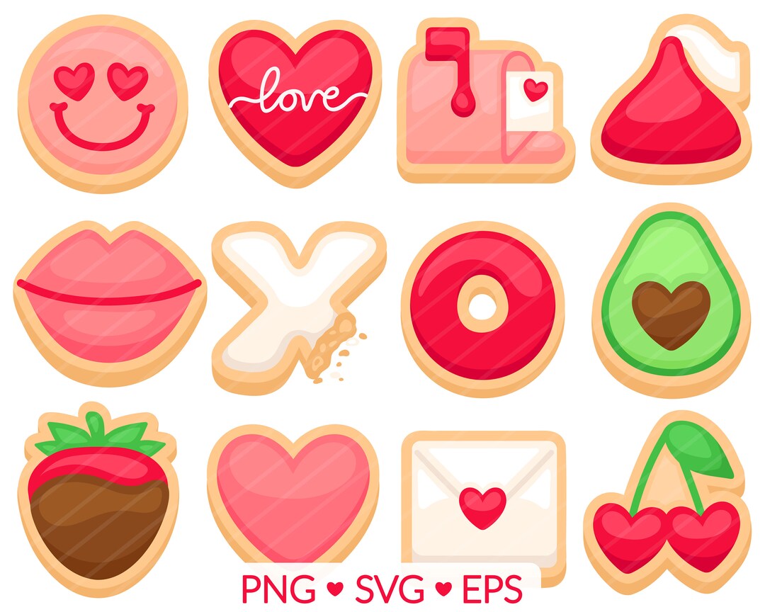 Valentine Cookie Clipart SVG, PNG, EPS Images Valentine's Day Cookie ...