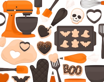 Watercolor Halloween Clipart Logo Cake Food Drink Cookie - Etsy