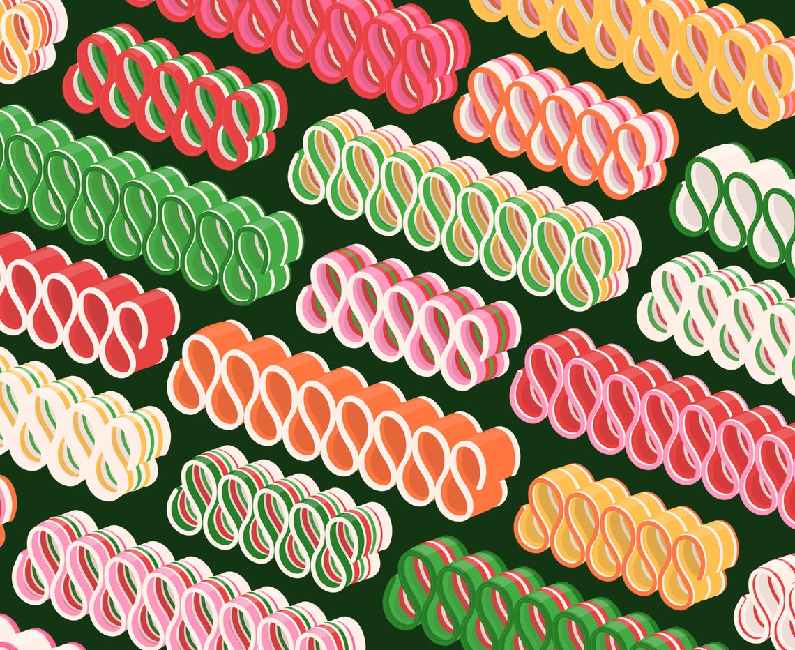 Ribbon Candy Clipart, Christmas Clipart, Dessert Clipart, Retro Clip ...