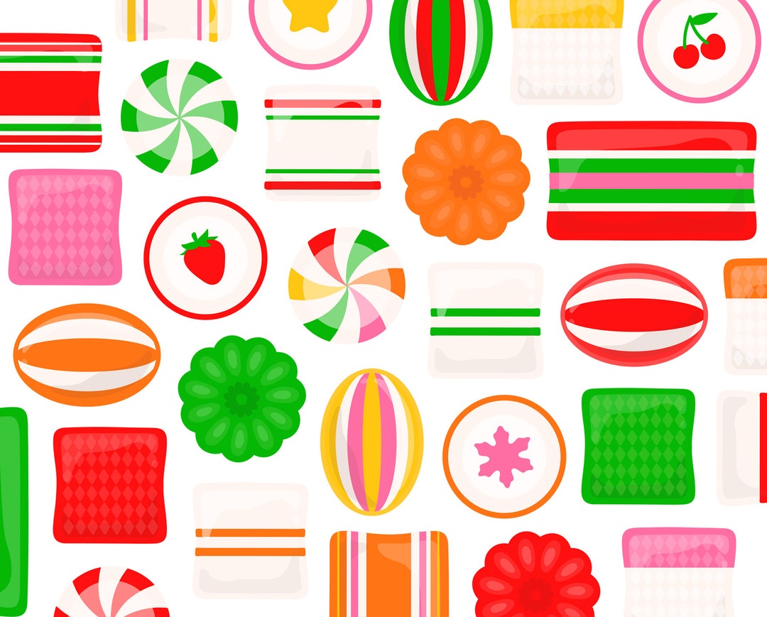 Old Fashioned Christmas Candy Clipart, Ribbon Candy Clipart, Christmas ...
