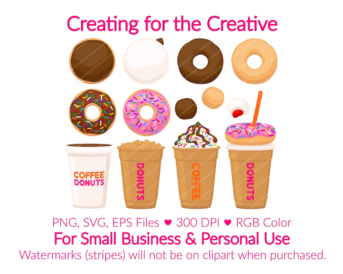 Donut Coffee Clipart - SVG, PNG, EPS Images - Frappe Clip Art, Iced ...