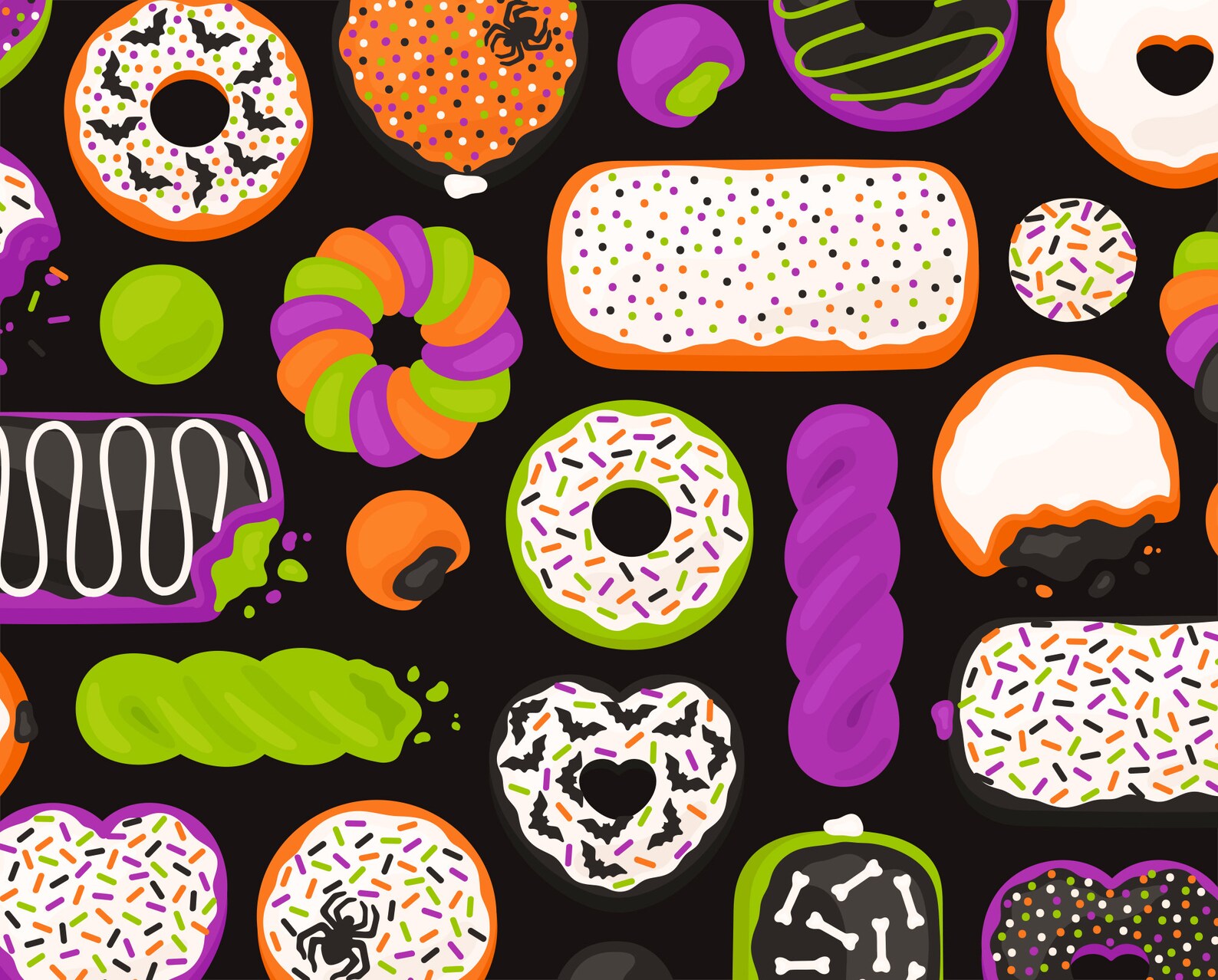 Halloween Donut Clipart - Spider Bat Cruller Breakfast Pastry Fall ...