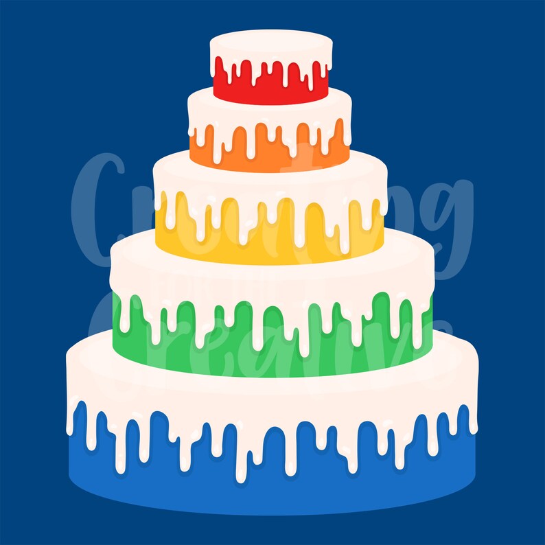 Rainbow Birthday Clipart Party Cupcake Clip Art Present | Etsy