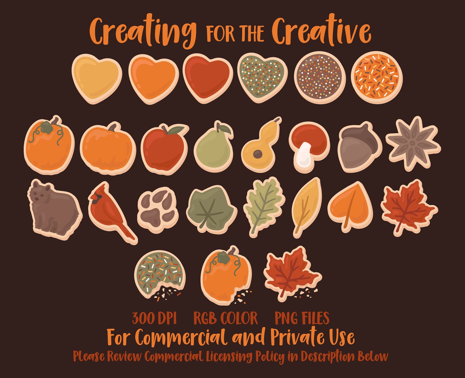 Autumn Cookie Clipart Fall Baking Dessert Pumpkin Leaf - Etsy