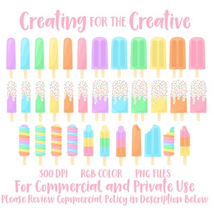 Pastel Popsicle Clipart - Rainbow Summer Ice Cream, Orange Creamsicle ...