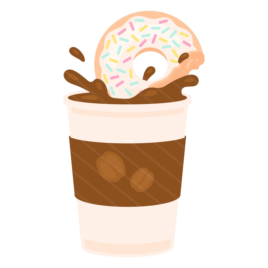 Pastel Coffee Donut PNG Clipart Cafe Breakfast Doughnut - Etsy