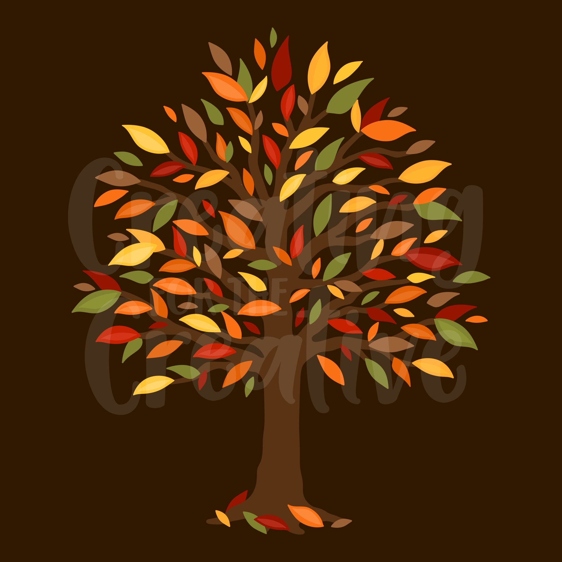 Colorful Autumn Fall Tree Clipart Acorn Forest Thanksgiving | Etsy