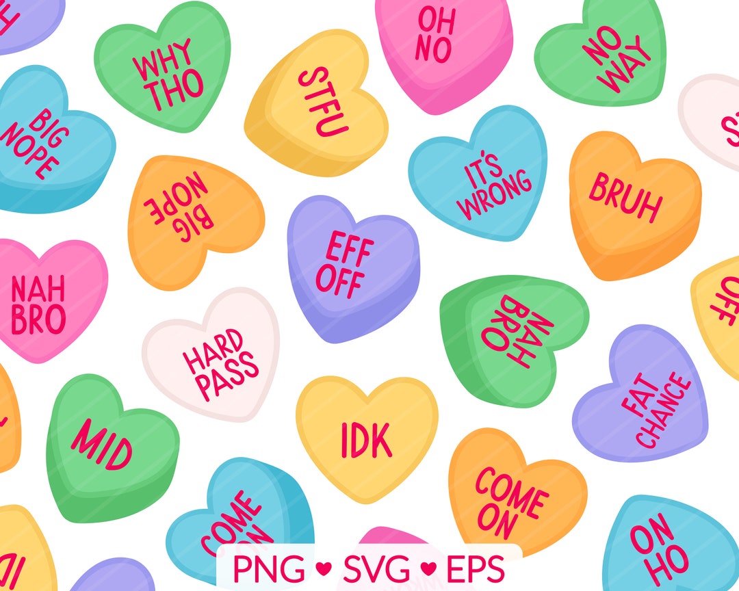 Rude Conversation Heart Clipart SVG, PNG, EPS Images Valentine's Day ...