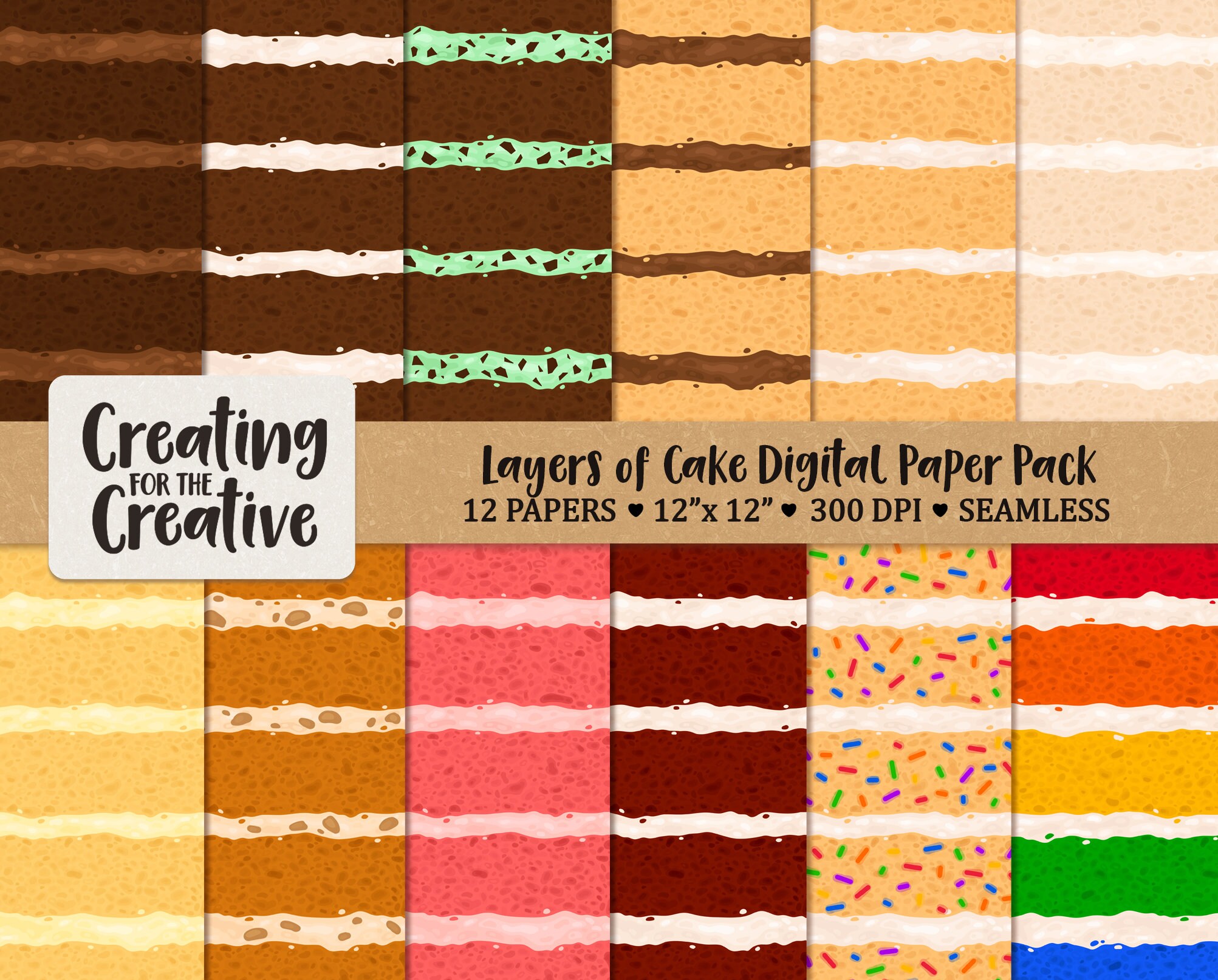 Layers of Cake Digital Papers Birthday Cake Baking Seamless | Etsy
