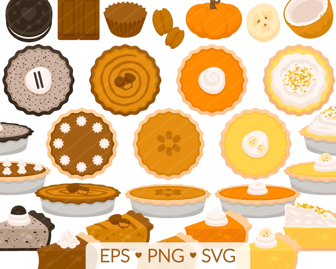 Pie Clipart - SVG, PNG, EPS Images - Pi Day Bakery Baking Pies, Coconut ...