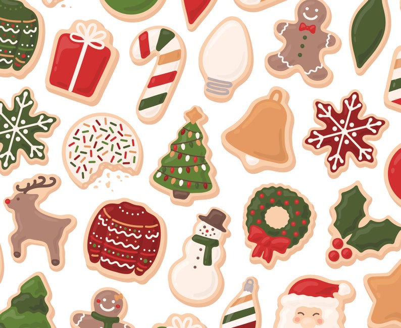 Woodsy Christmas Cookie Clipart Santa Clipart Snowman - Etsy