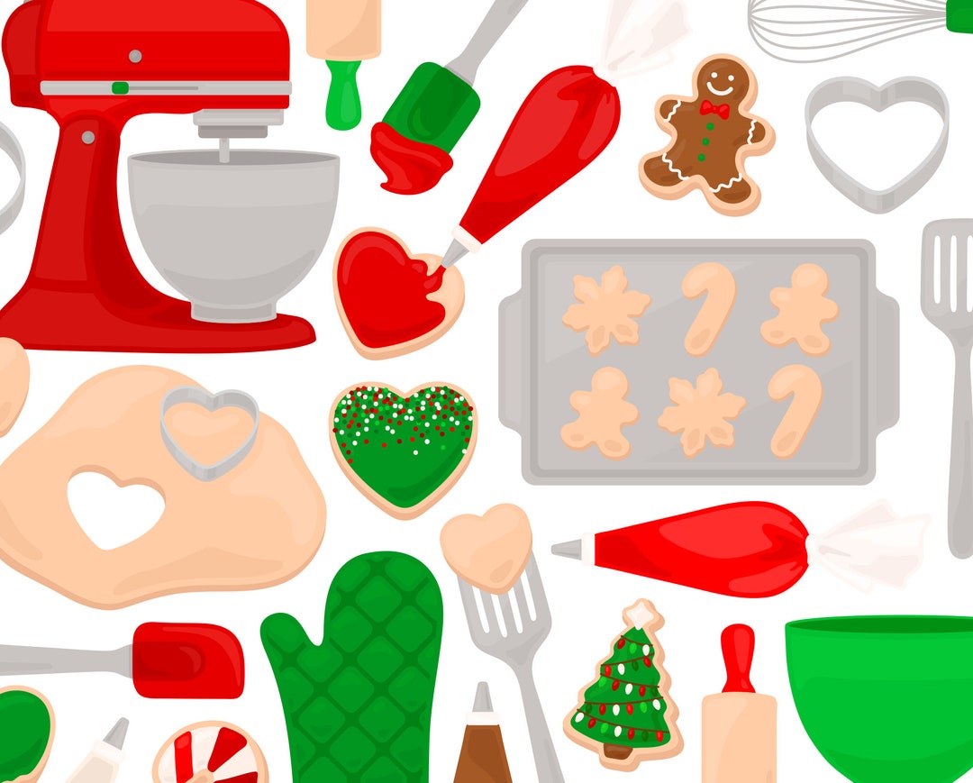 Christmas Cookie Baking Clipart - Mixer Frosting Icing Spatula Whisk ...