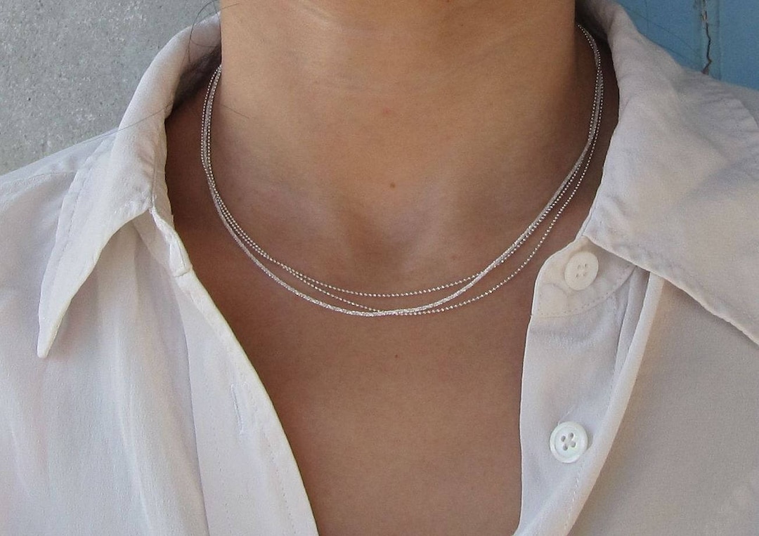 3 Row Necklace 925 Silver Necklace Layered Necklace Fine Necklace Women ...