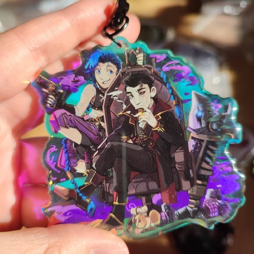 Jinx Holographic Background Charm/keychain Arcane Inspired - Etsy