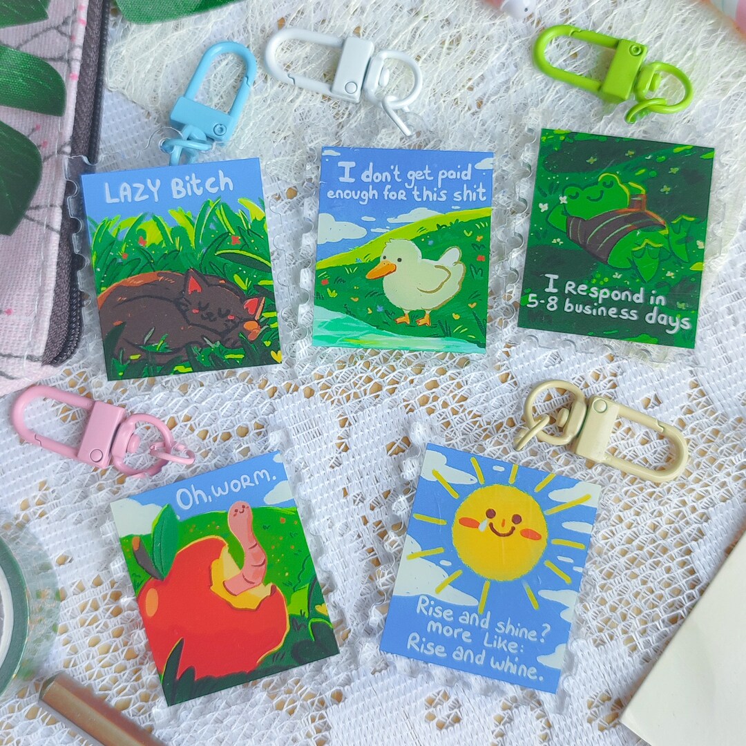 Wow Mood Clear Acrylic Stamp Keychains Cute Funny Design Meme Duck ...