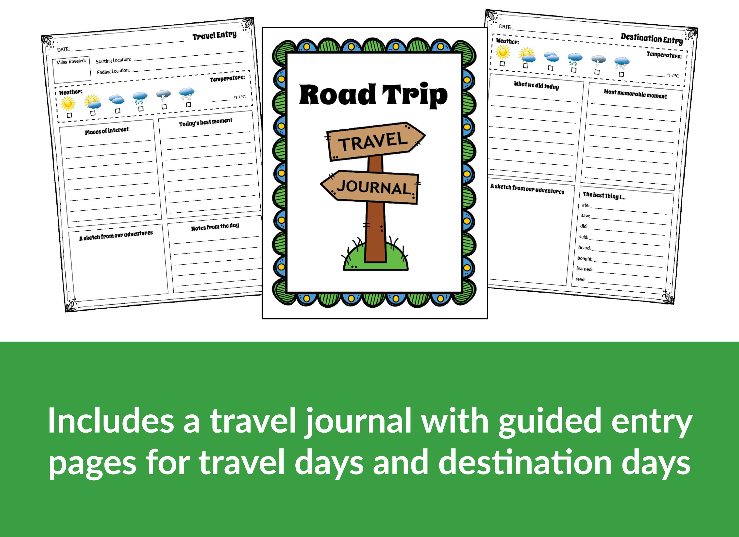 Road Trip Activity Pack - Car Games - Kids' Travel Journal - Car Bingo ...